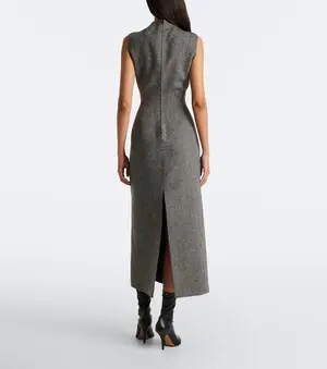 MAISON MARGIELA Herringbone Virgin Wool Midi Dress