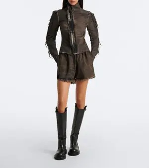Rick Owens Distressed Denim Shorts - Brown