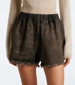 Rick Owens Distressed Denim Shorts - Brown