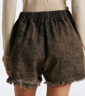 Rick Owens Distressed Denim Shorts - Brown