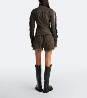 Rick Owens Distressed Denim Shorts - Brown