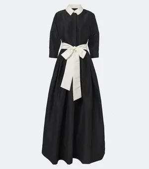Simkhai Julisse Bow-detail Pleated Taffeta Gown