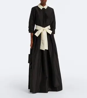 Simkhai Julisse Bow-detail Pleated Taffeta Gown