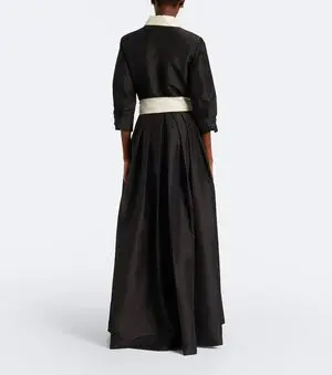 Simkhai Julisse Bow-detail Pleated Taffeta Gown