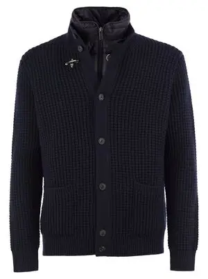 FAY Wool Cardigan With Removable Padded Gilet - Blue