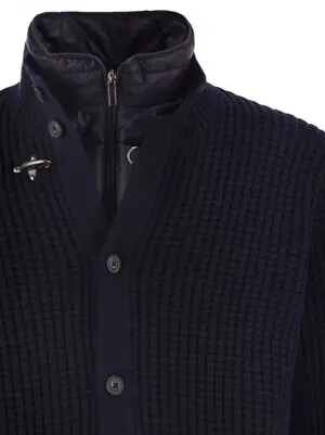 FAY Wool Cardigan With Removable Padded Gilet - Blue