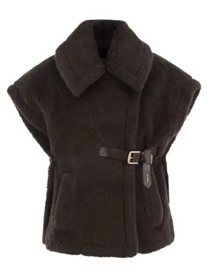 Max Mara Newabavo1 Alpaca, Virgin Wool And Silk Gilet With Leather Belt - Brown