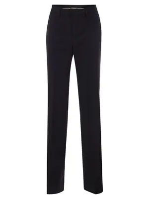 Tagliatore Virgin Wool And Silk Tailored Trousers - Blue
