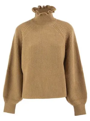 Max Mara Mxmpontile Wool And Cashmere Rib-knit Roll-neck Jumper - Brown
