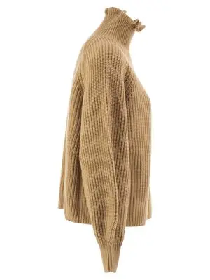 Max Mara Mxmpontile Wool And Cashmere Rib-knit Roll-neck Jumper - Brown
