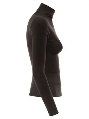 Max Mara Mxscavallo Pure Virgin Wool Ribbed Roll-neck Jumper - Brown