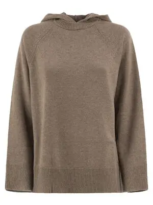 Max Mara Mxmefebo Pure Cashmere Hooded Jumper - Brown