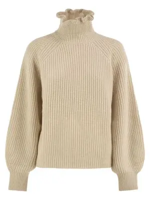 Max Mara Mxmpontile Wool And Cashmere Rib-knit Roll-neck Jumper - Multicolor