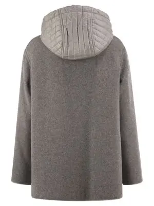 FAY Wool-blend Coat With Padded Hood - Gray