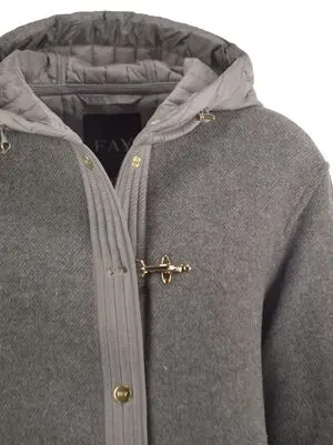 FAY Wool-blend Coat With Padded Hood - Gray