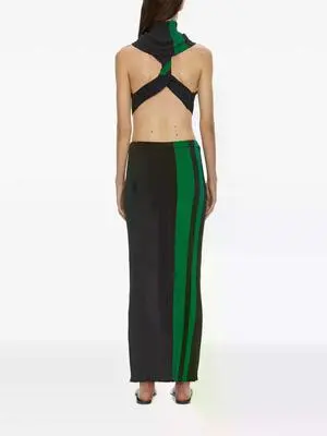 Christopher Esber Mach Stripe-print Tie-waist Maxi Skirt - Grey