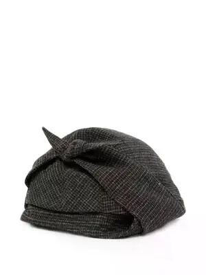 ZIGGY CHEN Check-pattern Knot-detail Hat - Grey