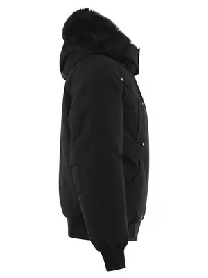 Moose Knuckles Original Ballistic Down-filled Bomber Jacket With Hood And Shearling Trim - Black