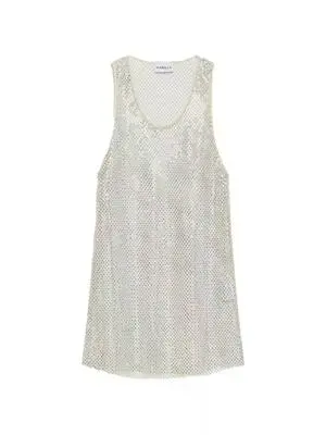 Marella Scoop-neck Rhinestones Top - Silver