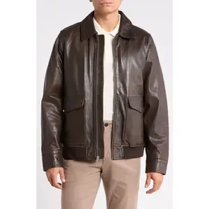 Bagatelle Leather Bomber Jacket - Brown