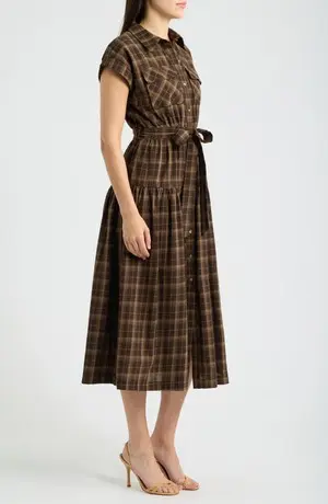 ZOE AND CLAIRE Plaid Maxi Shirtdress