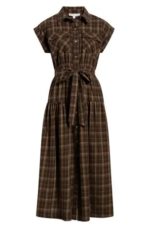 ZOE AND CLAIRE Plaid Maxi Shirtdress