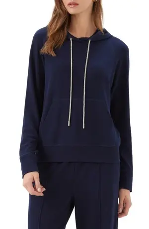 Karen Kane Rhinestone Drawstring Hoodie - Navy