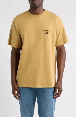 Carhartt Work In Progress Embroidered Animated Duck Organic Cotton T-shirt - Wip Dusty H