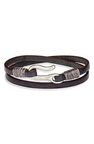 Caputo & Co Leather Double Wrap Bracelet - Grey