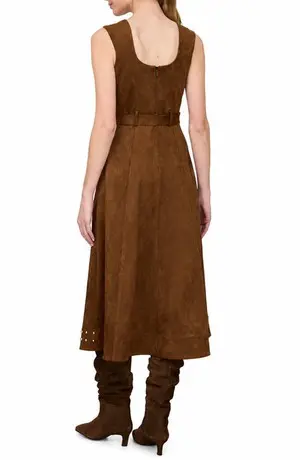 ZOE AND CLAIRE Stud Sleeveless Faux Suede Maxi Dress