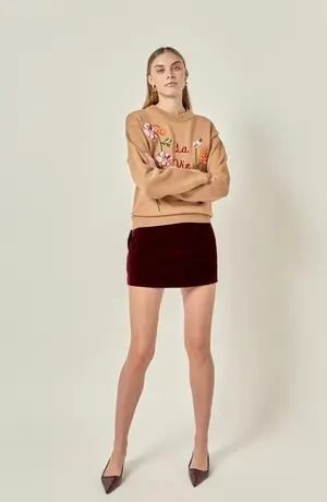 English Factory Flower Embroidered Sweater