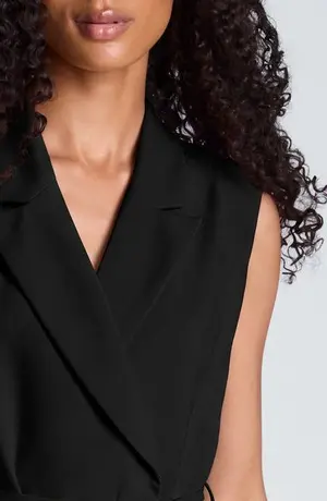 KENNETH COLE COLLECTION Tie Waist Sleeveless Blazer Dress - Black
