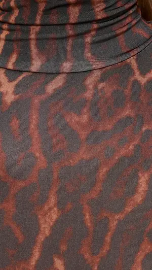 GANNI Printed Shiny Jersey Turtleneck