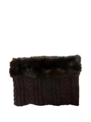 URBANCODE Faux-fur Trim Cable-knit Snood - Brown