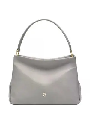 AIGNER Small Paola Logo-plaque Pebbled-leather Tote Bag - Grey