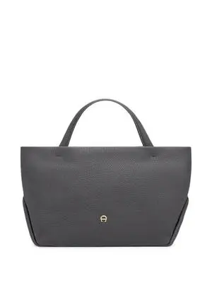 AIGNER Small Paola Grained-leather Tote Bag - Grey