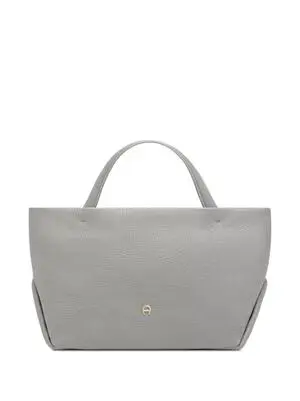 AIGNER Small Paola Grained-leather Tote Bag - Grey