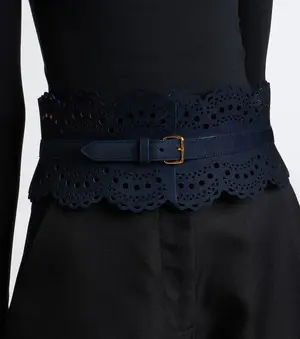 Alaïa Leather Corset Belt - Blue