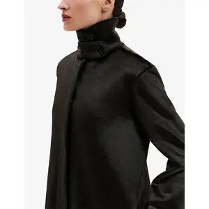 MALINA Phoebe Collared Faux-fur Long Coat