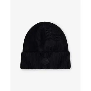 Moncler Contrast Badge Wool Beanie