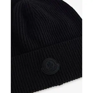 Moncler Contrast Badge Wool Beanie