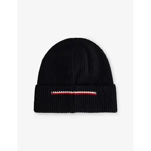 Moncler Contrast Badge Wool Beanie