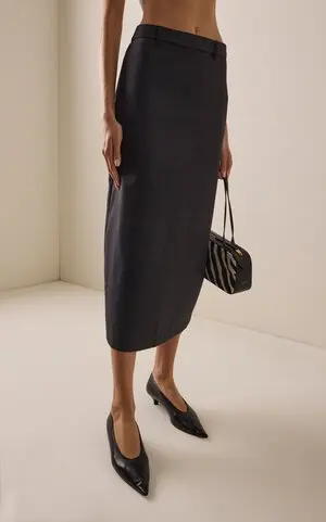 THE FRANKIE SHOP Gema Crepe Midi Pencil Skirt - Grey
