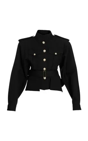 Balmain Wool Serge Pilot Jacket - Black