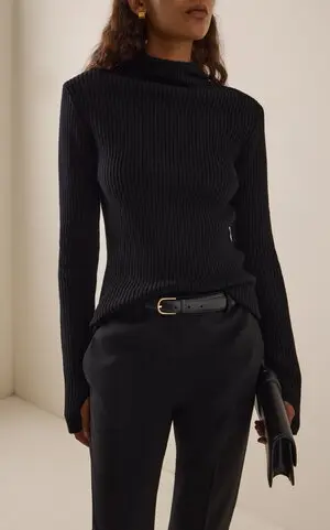 THE FRANKIE SHOP Larice Hooded Knit Wool Top