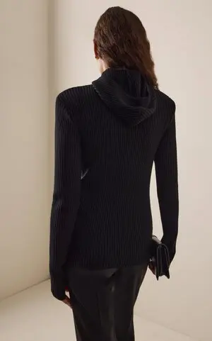 THE FRANKIE SHOP Larice Hooded Knit Wool Top
