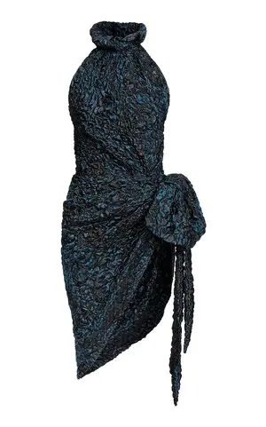 Balmain Sleeveless Cloque Floral Dress - Blue
