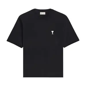 AMI Paris Printed Cotton "place Des Victoires" T-shirt /white - Black