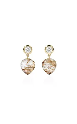 Goshwara Naughty' 18k Yellow Gold Quartz Drop Earrings - Clear