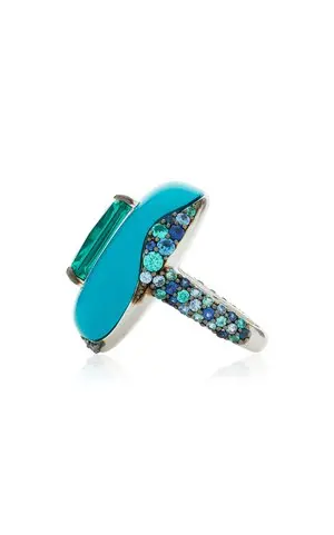 ANABELA CHAN Pebble Rhodium Vermeil Multi-stone Ring